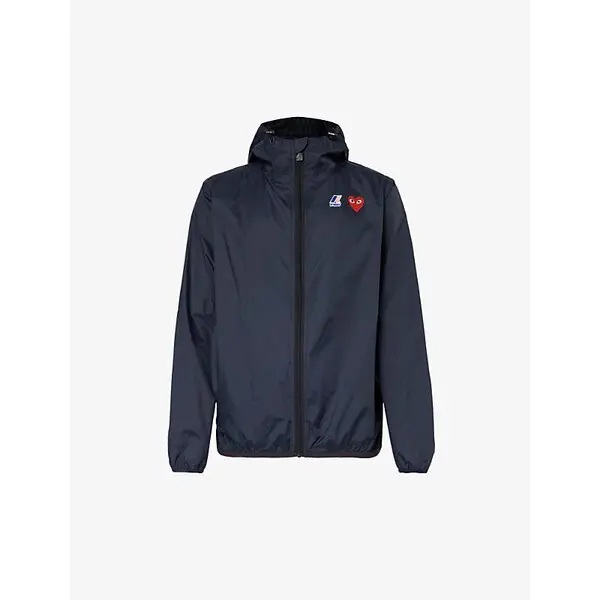 Play Comme Des Garcon Comme Des Garçons Play X K-way Brand-print Hooded Jacket - Navy