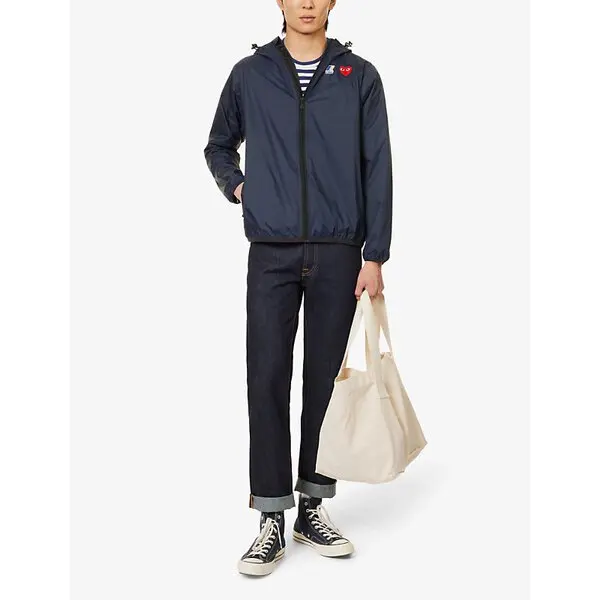 Play Comme Des Garcon Comme Des Garçons Play X K-way Brand-print Hooded Jacket - Navy