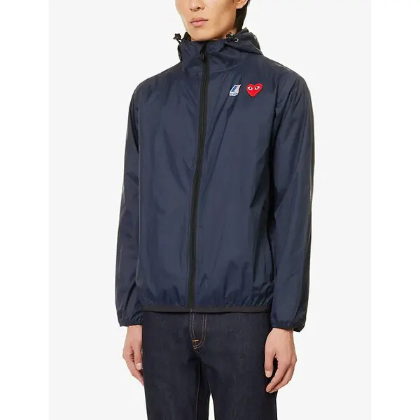 Play Comme Des Garcon Comme Des Garçons Play X K-way Brand-print Hooded Jacket - Navy