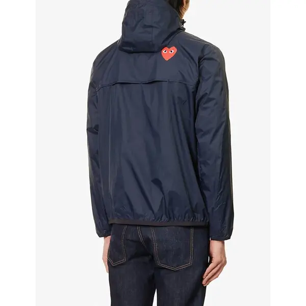 Play Comme Des Garcon Comme Des Garçons Play X K-way Brand-print Hooded Jacket - Navy