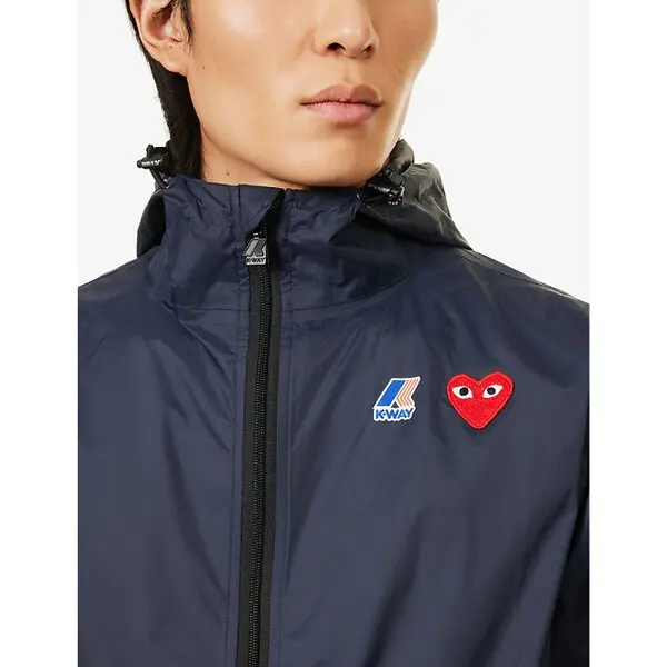 Play Comme Des Garcon Comme Des Garçons Play X K-way Brand-print Hooded Jacket - Navy