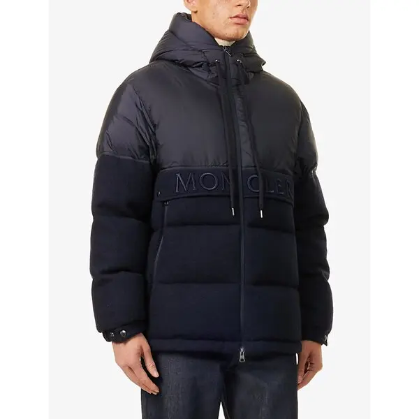 Moncler Andres Hooded Wool-Down Jacket In Navy - 51% Off