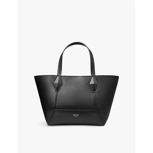 JIMMY CHOO Diamond Embossed Leather Tote - Black