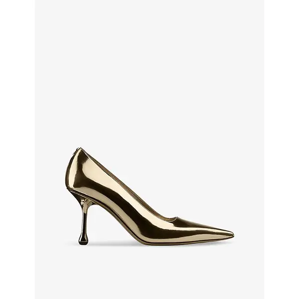 JIMMY CHOO Ixia 80 Metallic Leather Pointed Toe High Heel Pumps