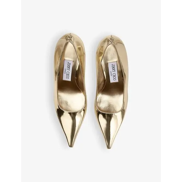 JIMMY CHOO Ixia 80 Metallic Leather Pointed Toe High Heel Pumps