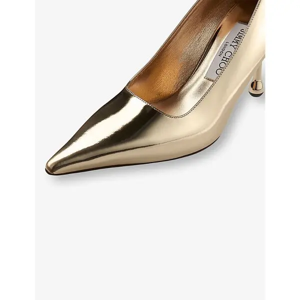 JIMMY CHOO Ixia 80 Metallic Leather Pointed Toe High Heel Pumps