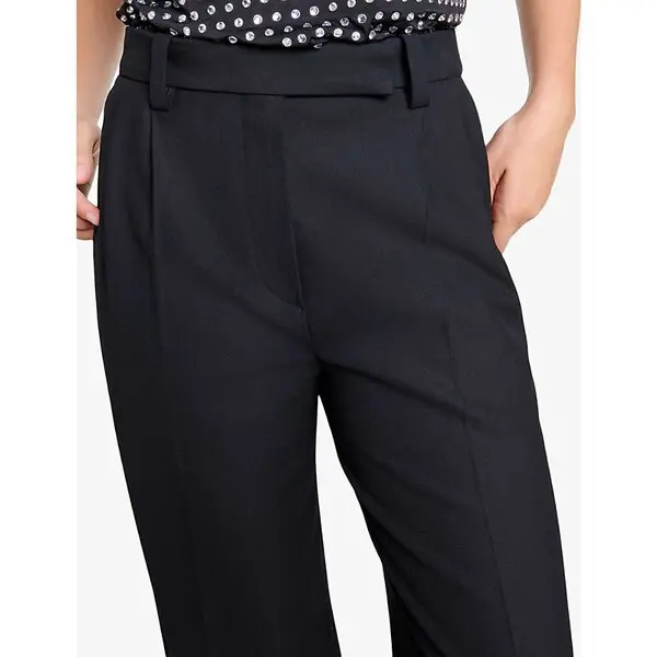 Maje Pressed-creases Pleated Wide-leg Trousers - Noir / Gris