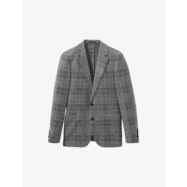 REISS Feel Check-print Woven Blazer