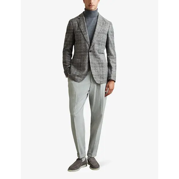REISS Feel Check-print Woven Blazer