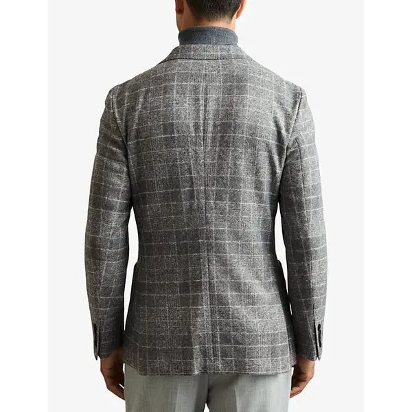 REISS Feel Check-print Woven Blazer