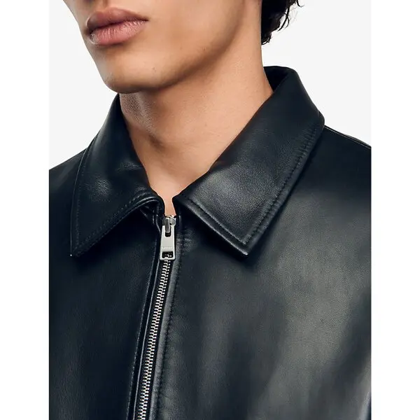 Sandro Relaxed-fit Leather Jacket