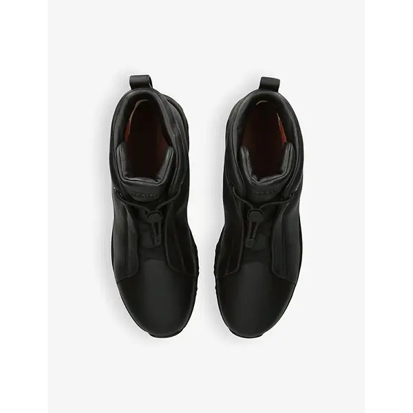 Zegna Triple Stitch Vetta Leather High-top Trainers - Black