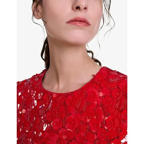 strapless open back dress Red Sequin Puff Sleeve Mini Dress – BTK COLLECTIONS main image 1