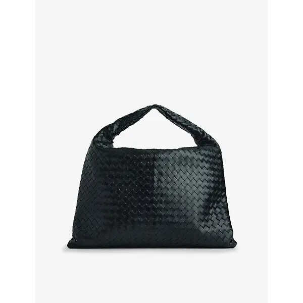 Bottega Veneta Hop Large Leather Shoulder Bag - Black-m Brass