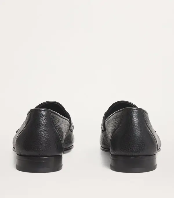 Brioni Grained Deerskin Leather Appia Loafers - Black