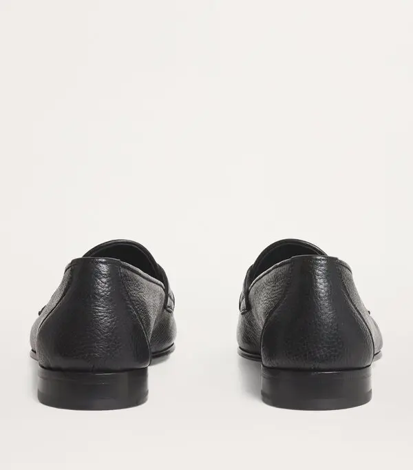 Brioni Grained Deerskin Leather Appia Loafers - Black