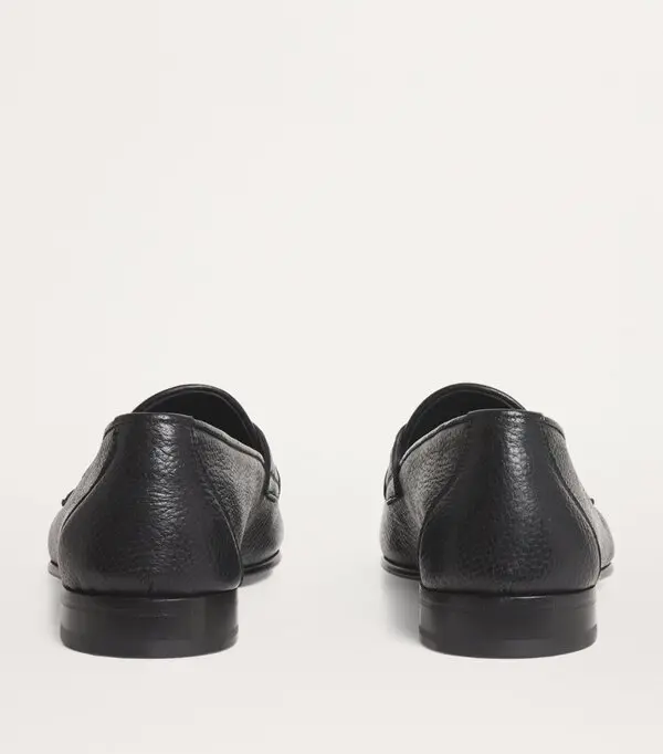 Brioni Grained Deerskin Leather Appia Loafers - Black