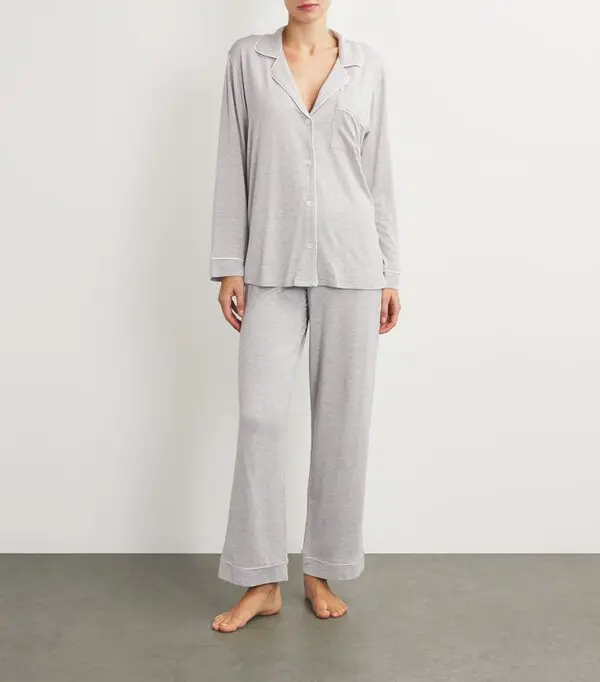 Eberjey Gisele Long Piped Pyjama Set - Grey