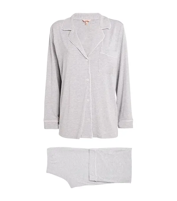 Eberjey Gisele Long Piped Pyjama Set - Grey