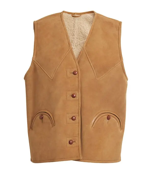 BLAZÉ MILANO Shearling Tatoosh Gilet - Brown