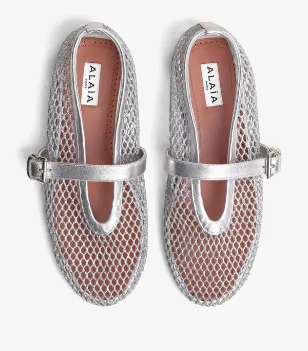 Alaïa Leather Mesh Ballet Flats