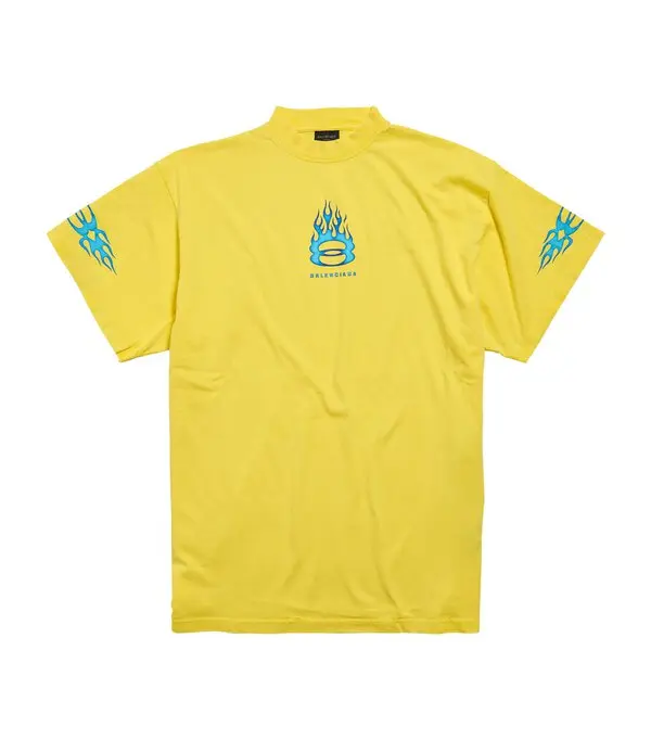 Balenciaga Flame Logo Oversized T-Shirt - Yellow | Editorialist