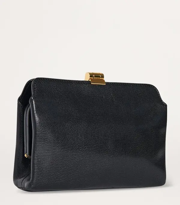 The Row Amazon Leather Clutch Bag - Black | Editorialist
