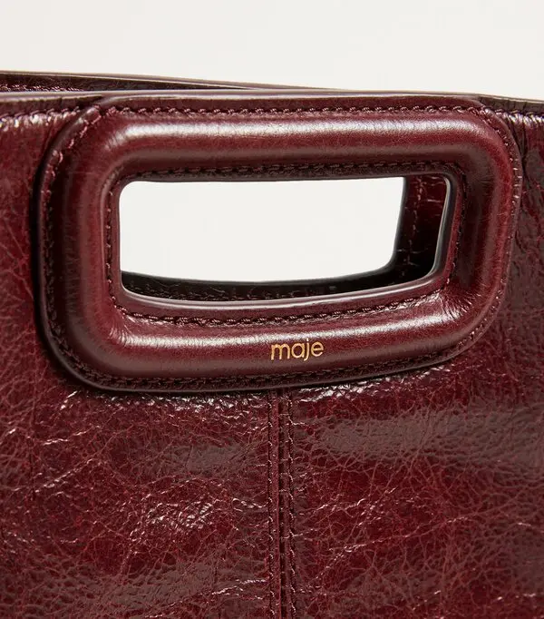 Maje Cracked Leather Fringed M Bag - Red