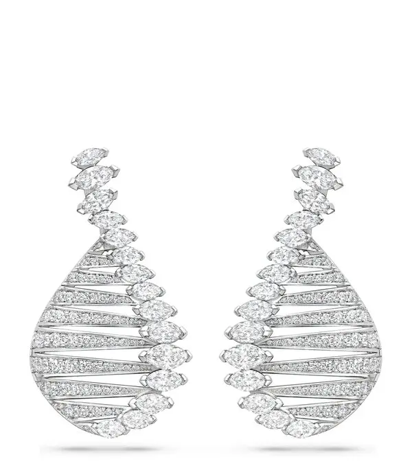 BOODLES Platinum And Diamond Drop Earrings - Silver