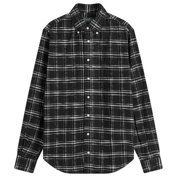Gitman Bros Button Down Slub Twill Check Shirt - Black