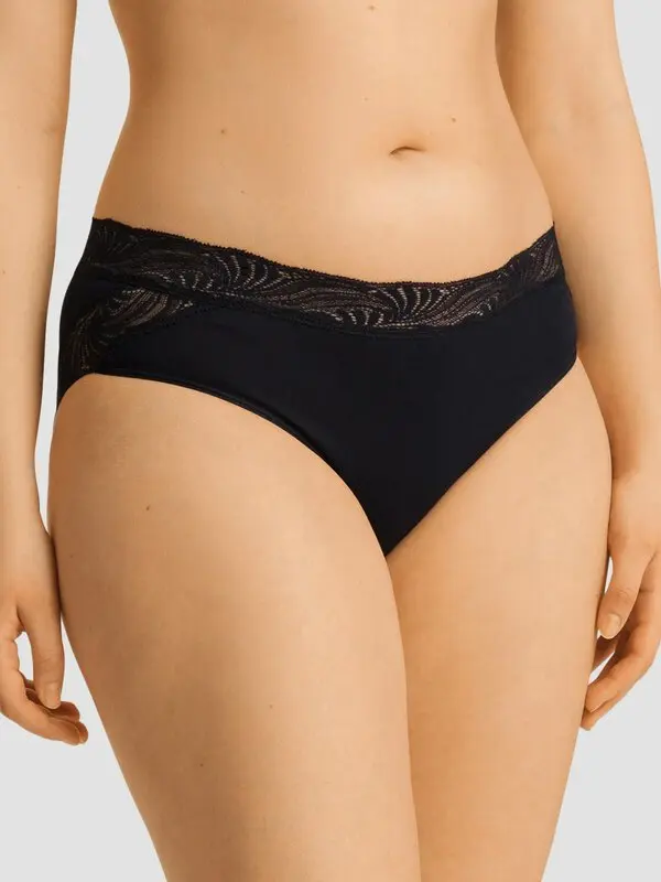 Hanro Cotton Delight Lace-trim Briefs - Black