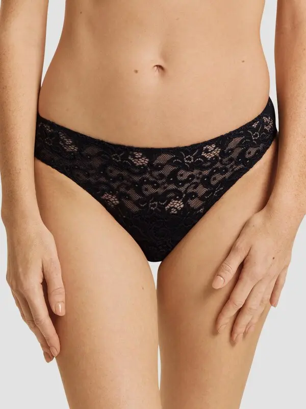 Hanro Mots Floral Lace Briefs - Black