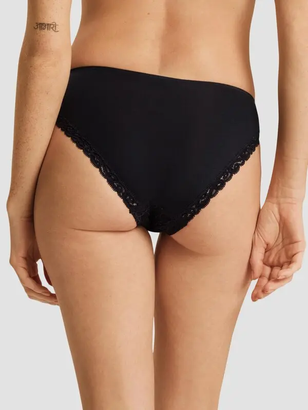 Hanro Mots Floral Lace Briefs - Black