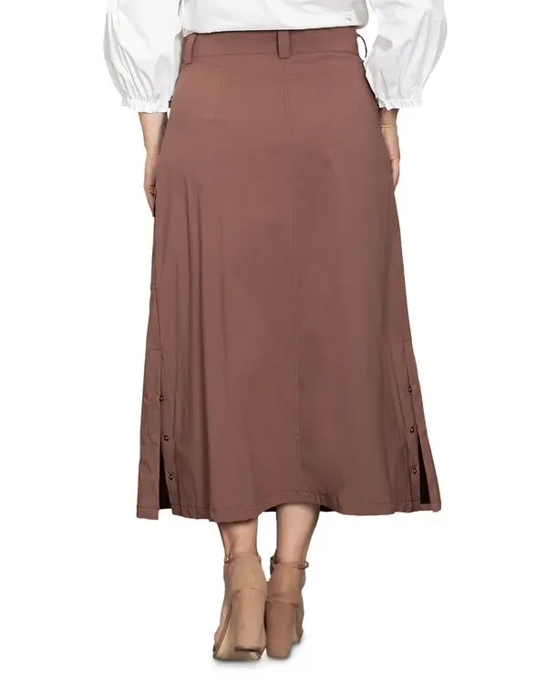 STANDARDS & PRACTICES Snap Detail Cargo Midi Skirt - Coffee