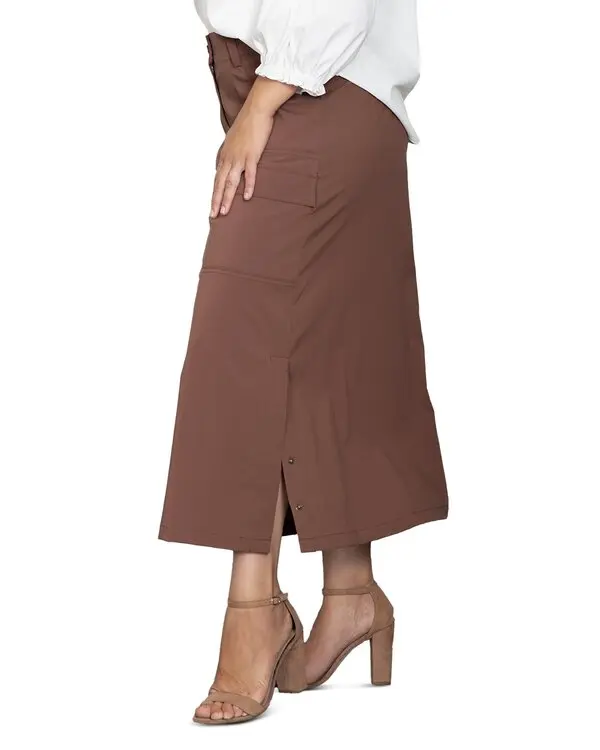STANDARDS & PRACTICES Snap Detail Cargo Midi Skirt - Coffee