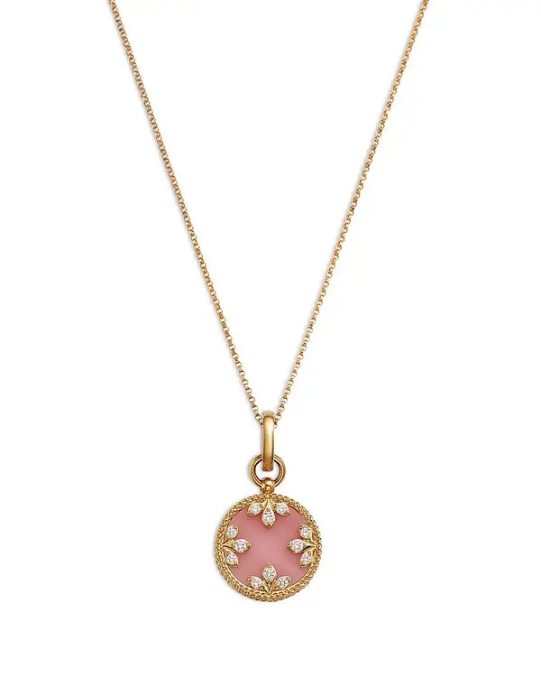 Roberto Coin 18k Venetian Princess Medallion Necklace - Pink Opal/gold