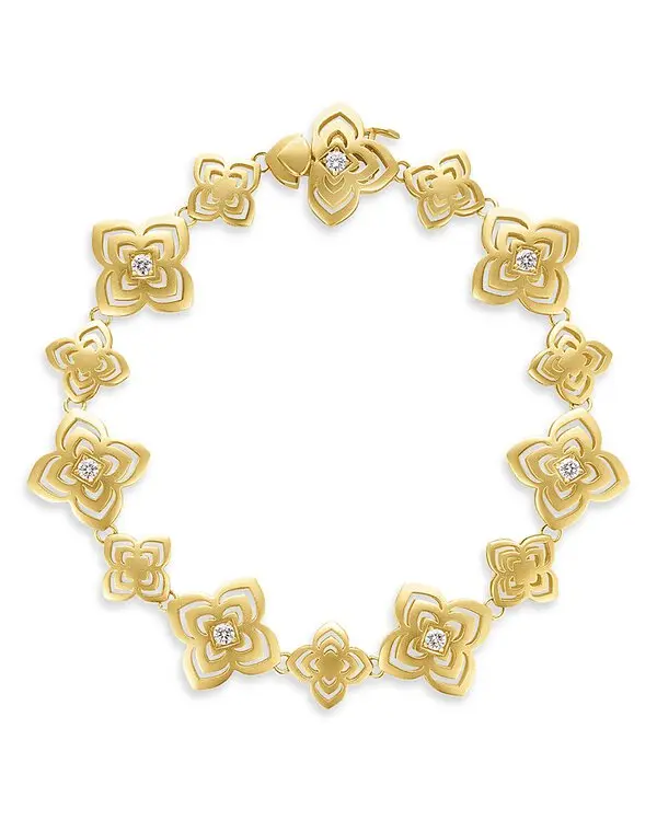 Roberto Coin 18k Yellow Diamond Flower Link Bracelet - Gold