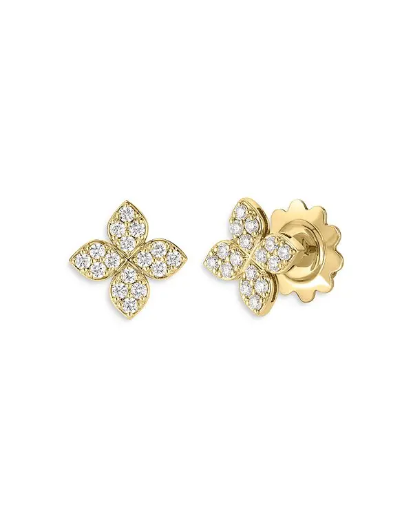 Roberto Coin 18k Yellow Love In Verona Diamond Flower Stud Earrings - Gold