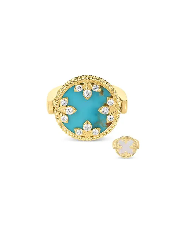 Roberto Coin 18k Yellow Gold Venetian Princess Medallion Reversible Ring - Blue/white