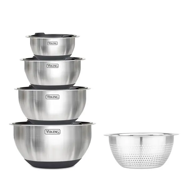 VIKING 9 Pc Stainless Steel Bowl Set With Strainer - Black