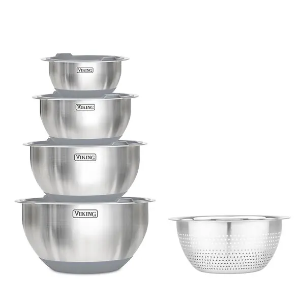 VIKING 9 Pc Stainless Steel Bowl Set With Strainer - Gray
