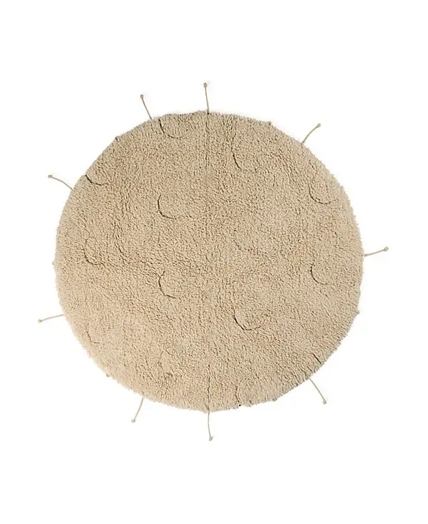 LORENA CANALS Mom, I Want To Be An Astronaut Moon Round Area Rug, 3'3 X 3'3 - Natural
