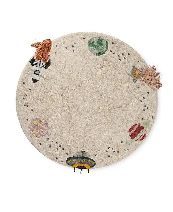 LORENA CANALS Mom, I Want To Be An Astronaut Interstellar Round Area Rug, 4'7 X 4'7 - Natural