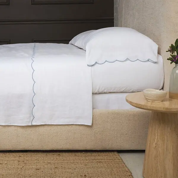 POM POM AT HOME Kelly Linen Sheet Set, Queen - White/blue