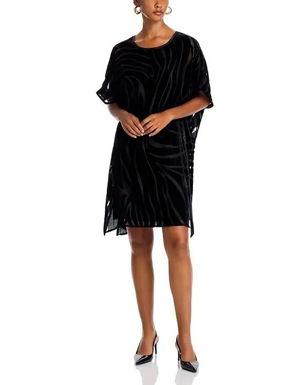 Caroline Rose Velvet Burnout Caftan Dress - Black