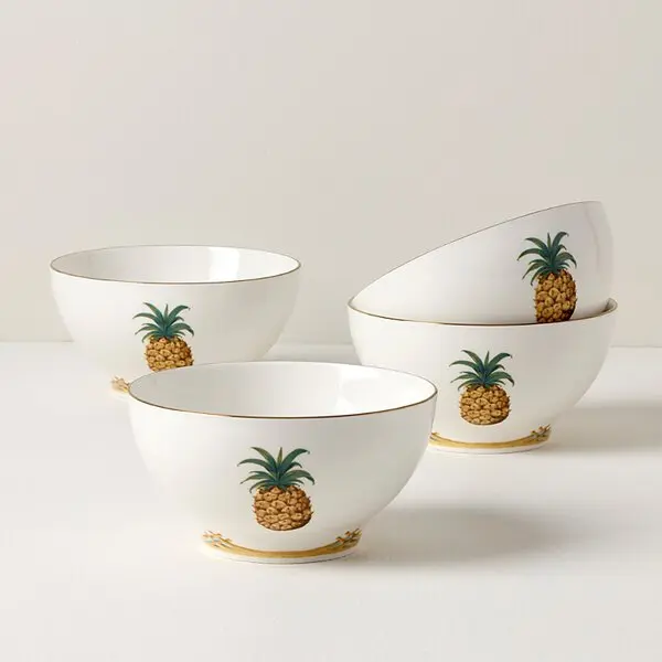 LENOX Colonial Bamboo Rice Bowls, Set Of 4 - White