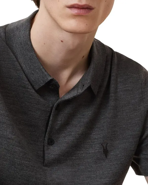 ALLSAINTS Mode Merino Wool Polo Shirt - Monument Grey