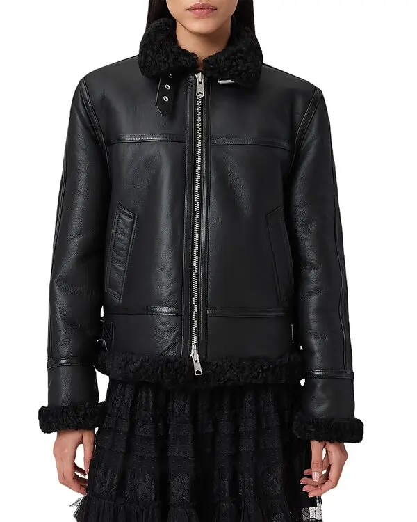 ALLSAINTS Lorel Shearling Flying Jacket - Black