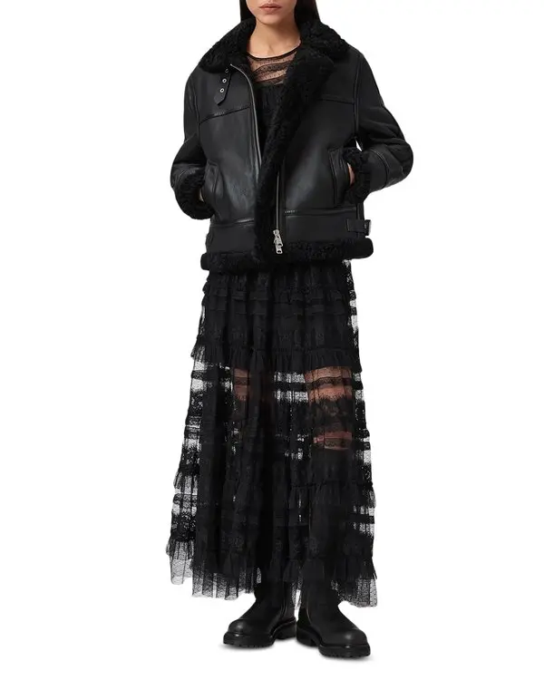 ALLSAINTS Lorel Shearling Flying Jacket - Black