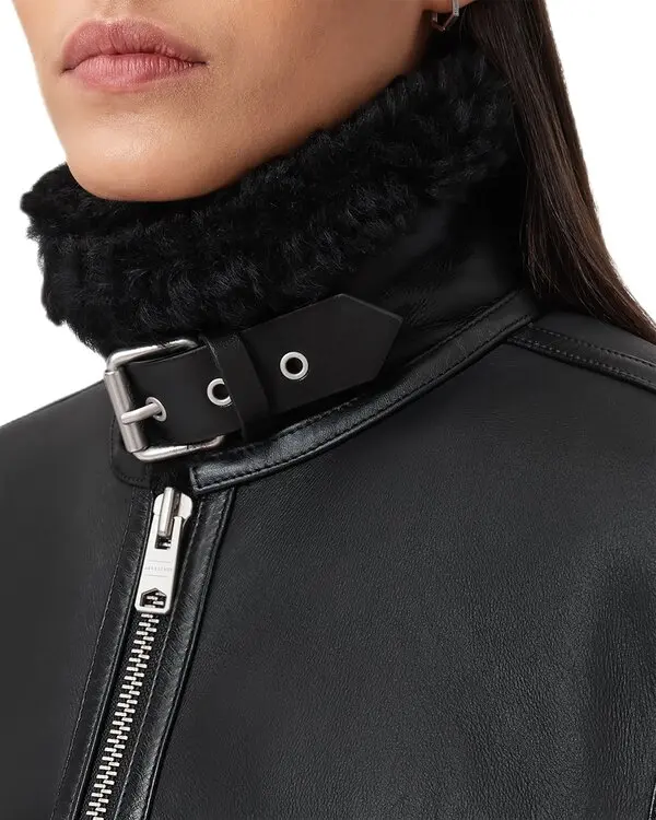 ALLSAINTS Lorel Shearling Flying Jacket - Black